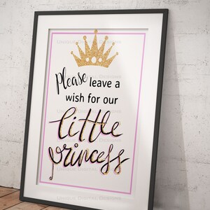 Little Princess Sign, Leave a Wish Sign, Glitter Gold Pink Pretty ...