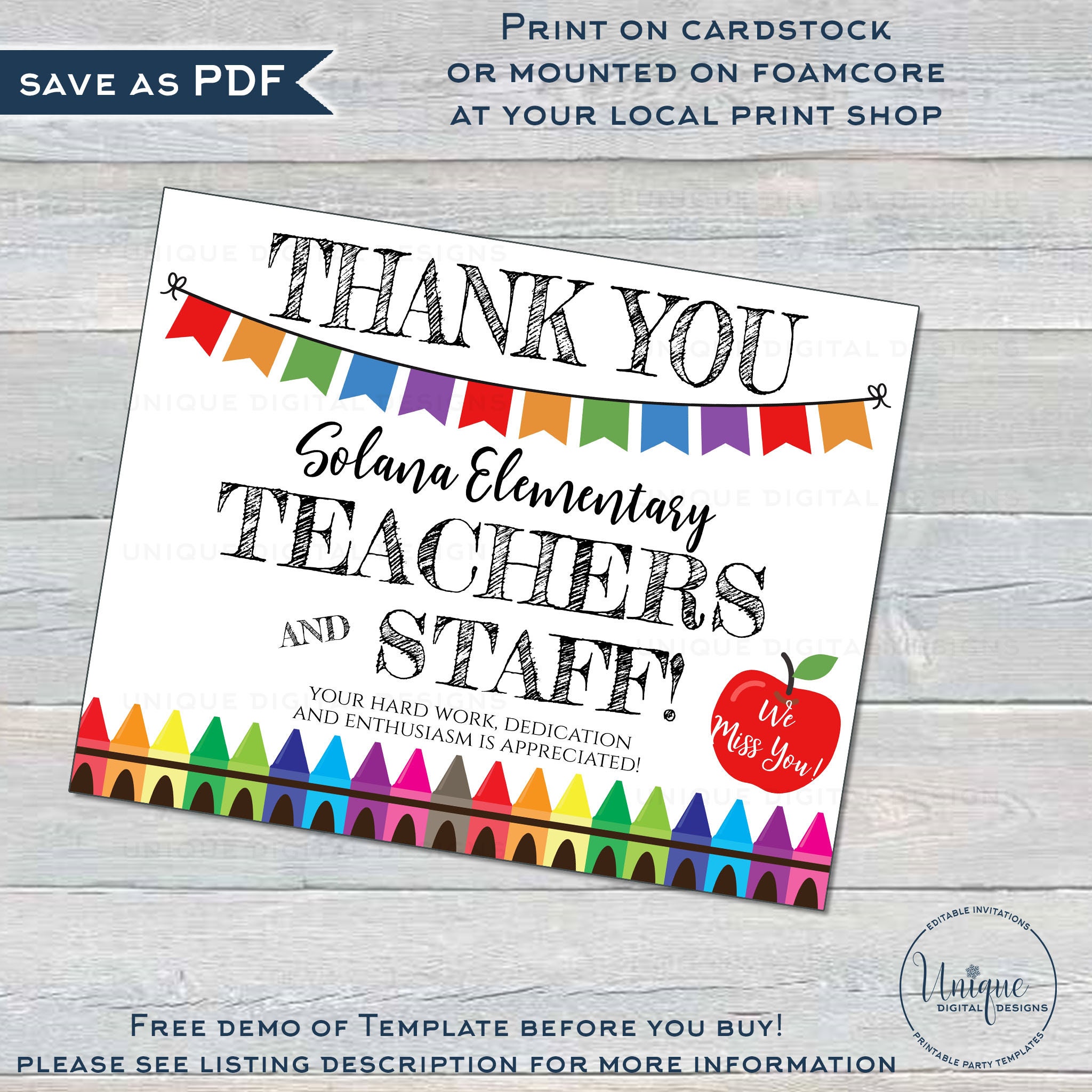 Teacher Appreciation Yard Sign, Editable Thank You Parade Drive by ...