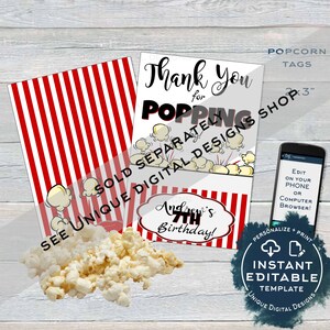 4th of July Popcorn Tag, Editable Popcorn Party Favor Labels, Food Tag ...