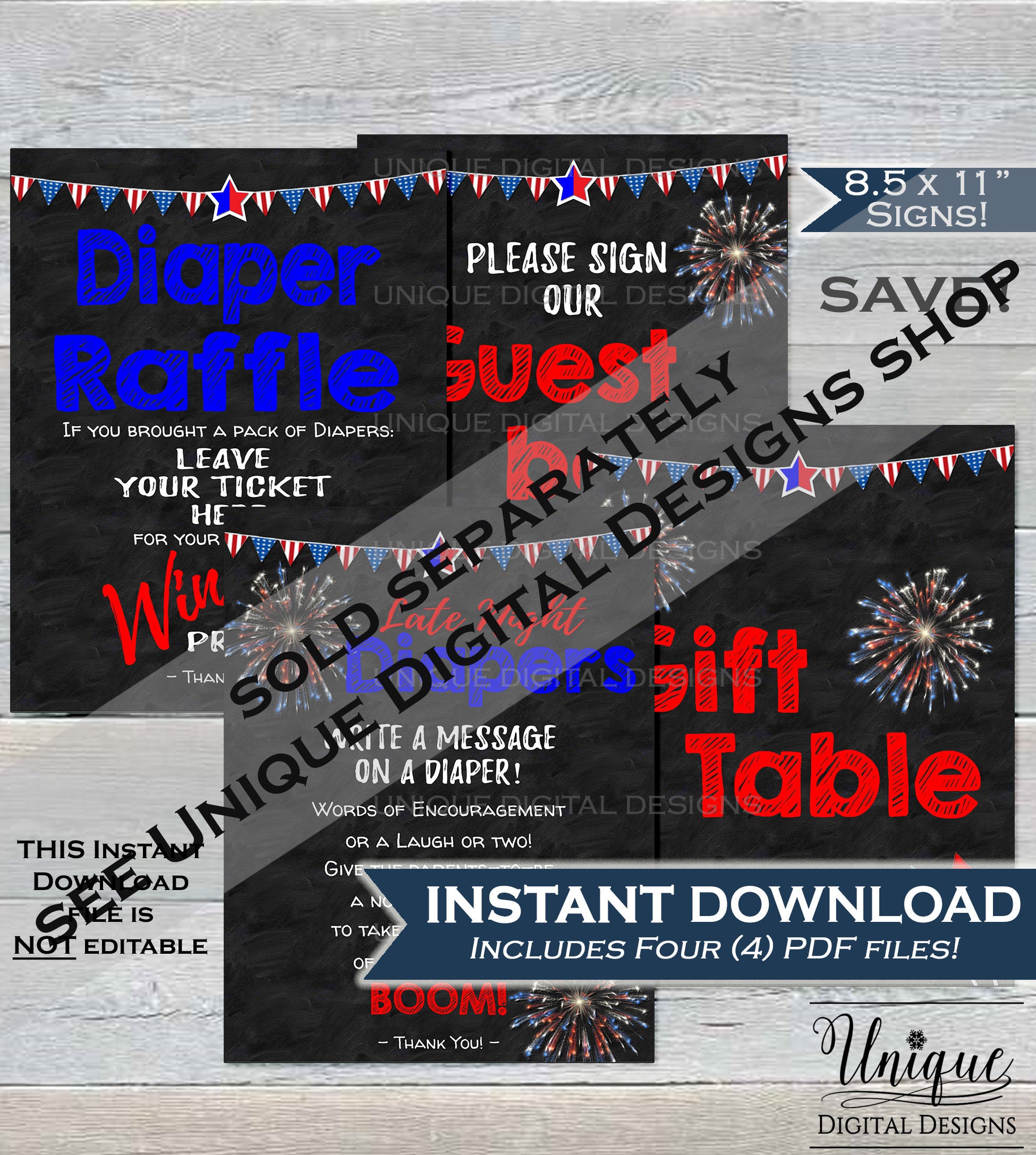 4th of July Babyq Welcome Sign, Editable Firework Theme Baby Shower ...