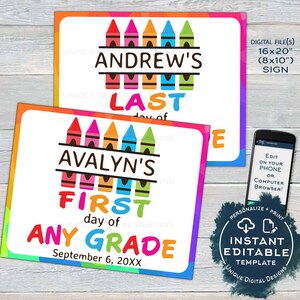 Editable Back to School Signs, Reusable First Day Plus Last Day of ...