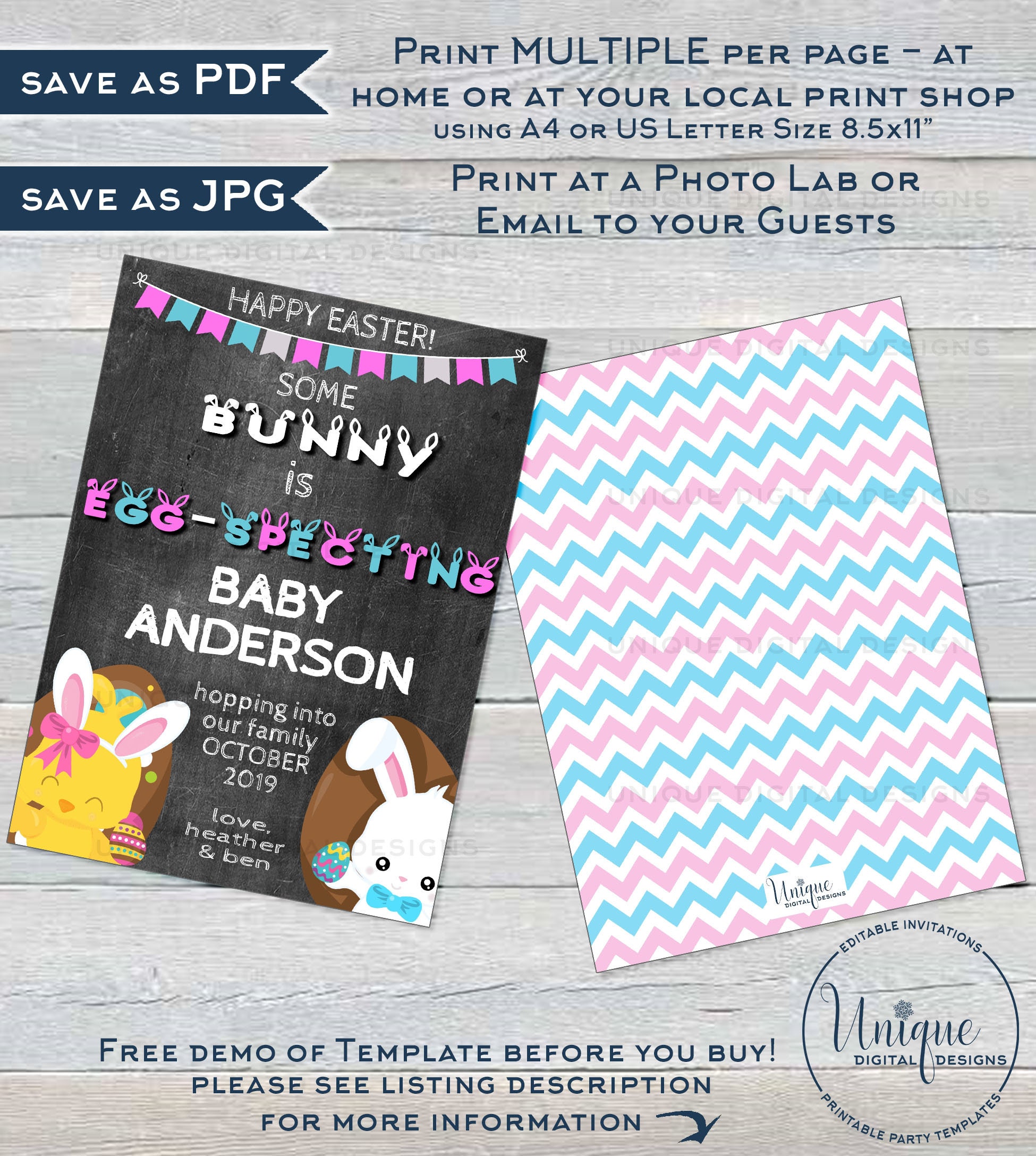 Easter Baby Pregnancy Announcement Sign Editable Some Bunny - Etsy