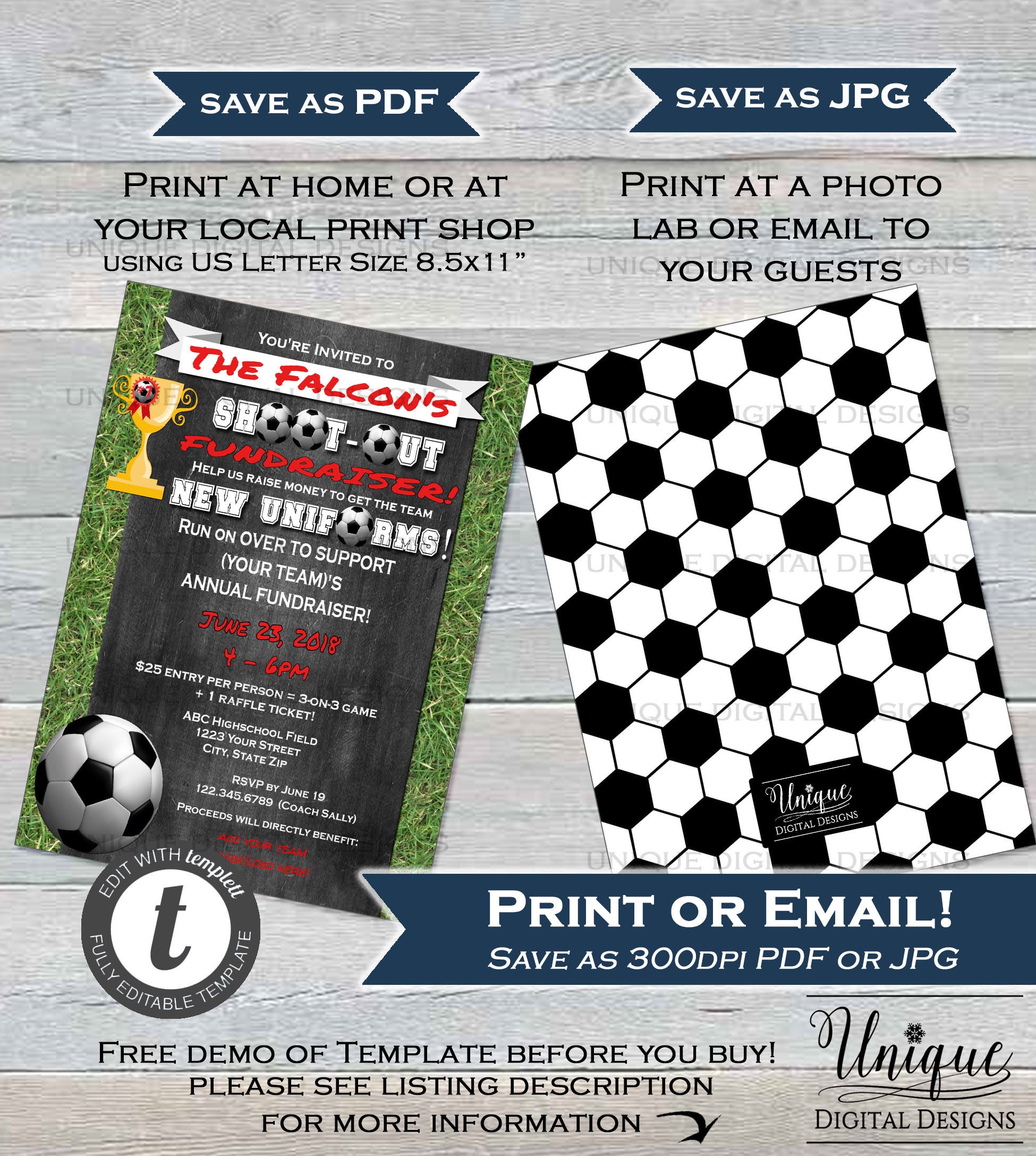 Soccer Team Fundraiser FLYER Shoot Out Tournament Soccer Goal | Etsy