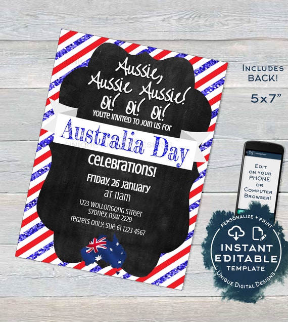 Editable Australia Day Invitation Aussie Invite Oi Oi 26 | Etsy