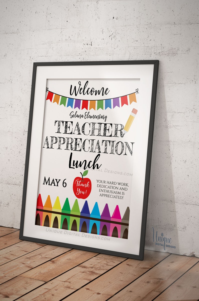 Teacher Appreciation Welcome Sign, Editable School Lunch Poster, Staff ...