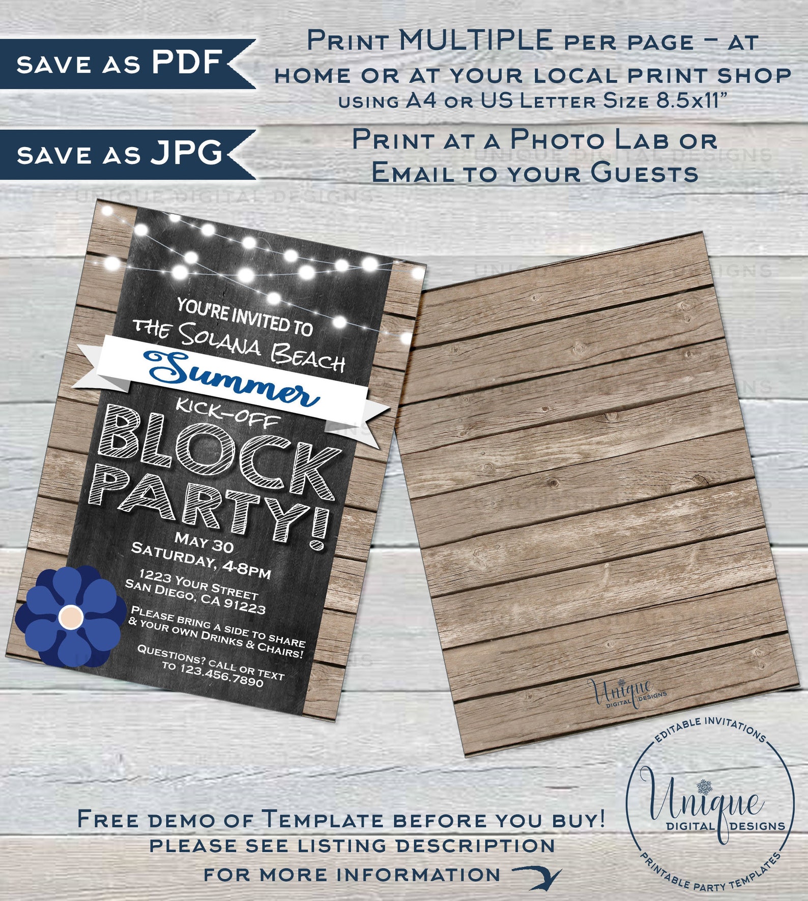 Block Party Invitation, Editable Street Party Neighborhood Summer Kick ...