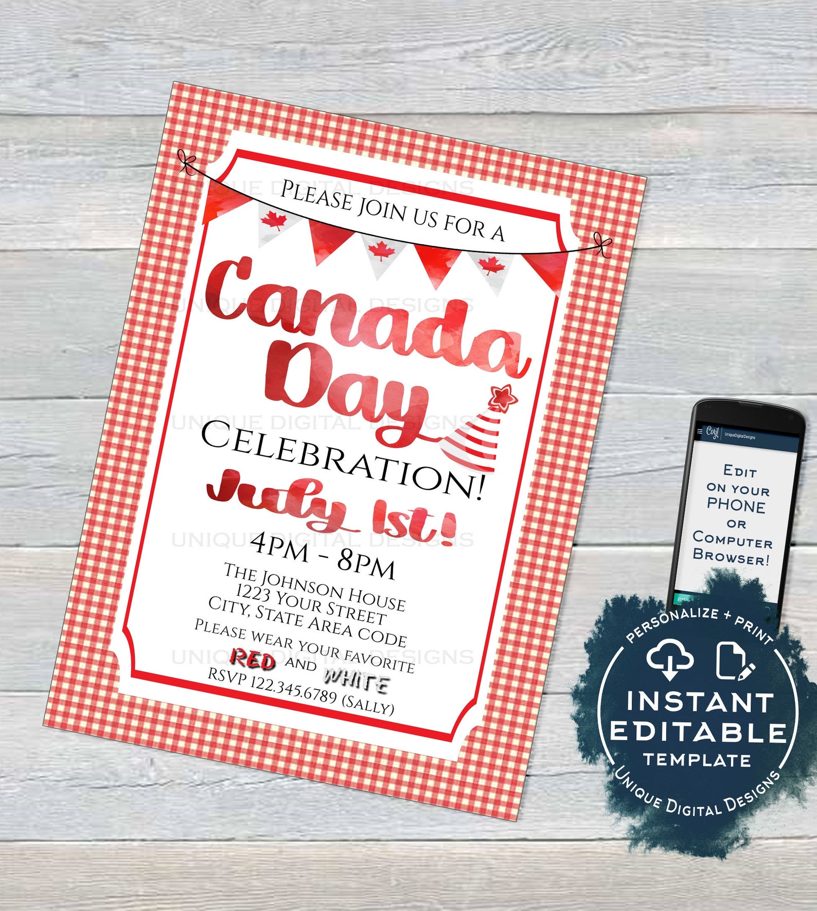 Oh Canada Day Invitation Editable Canada Day BBQ Invite - Etsy