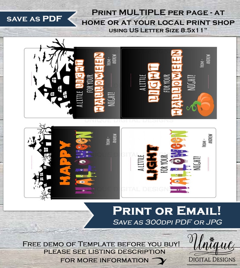 Glow Stick Favor Tags, A Little Light for Your Halloween Night, Kids ...