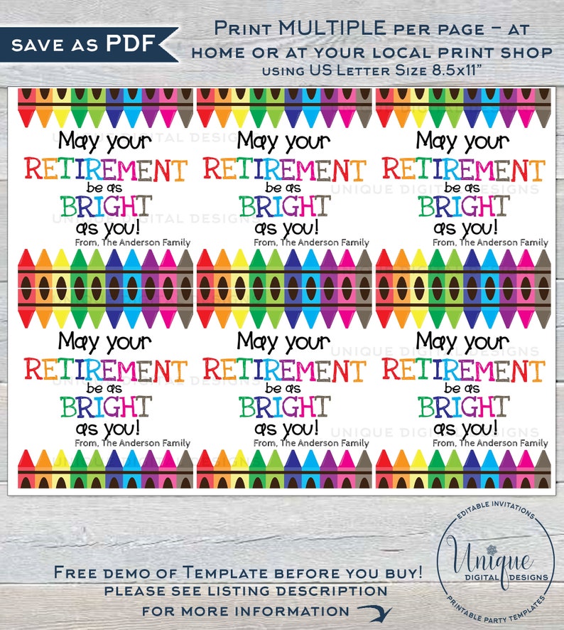 Teacher Retirement Wine Bottle Label Editable Wine Label - Etsy