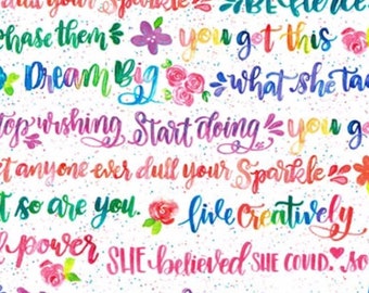 Fabric with words | Etsy