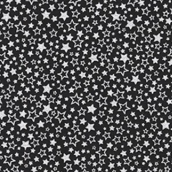 Black With Silver Stars Fabric - Etsy