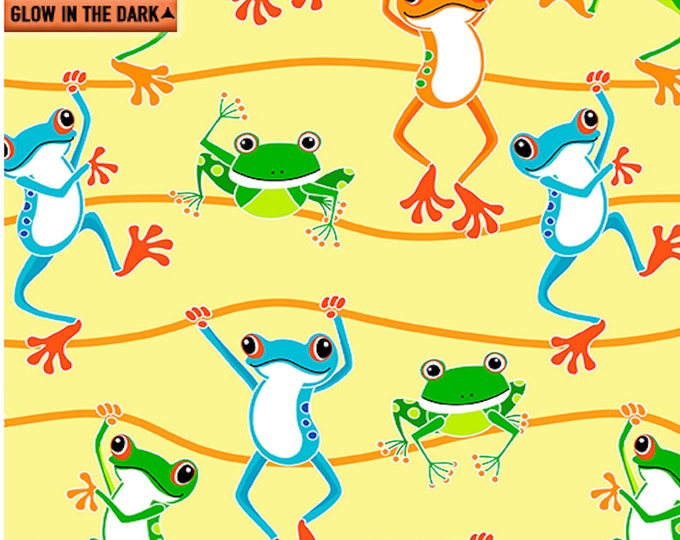 Light Yellow Toadally Cool - Glow in the Dark Fabric by Benartex ...