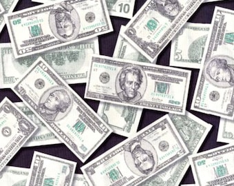 Money print fabric | Etsy