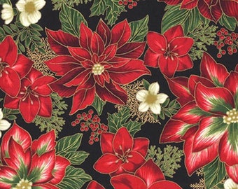 Poinsettia fabric | Etsy