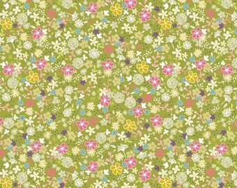 Green floral fabric | Etsy