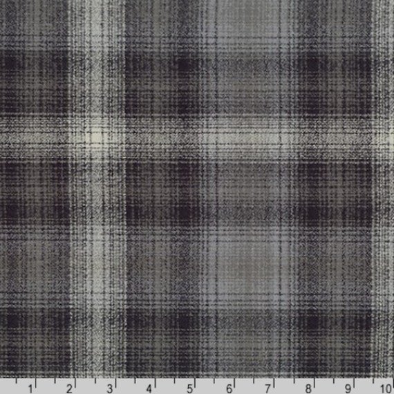 Grey Plaid FLANNEL Fabric COTTON Flannel Fabric Mammoth | Etsy