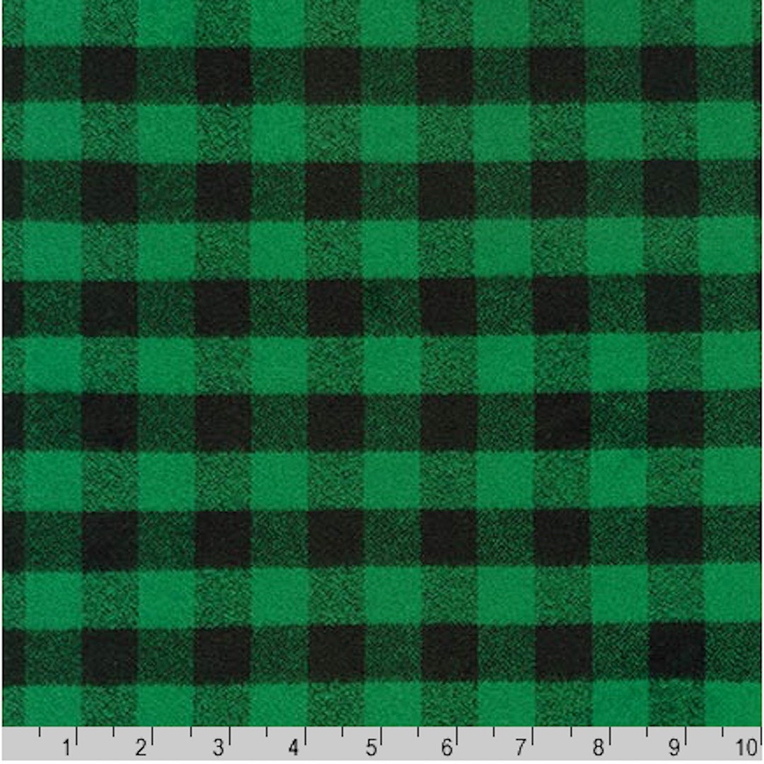 Green Buffalo Plaid Cotton Flannel Fabric - Robert Kaufman Mammoth ...
