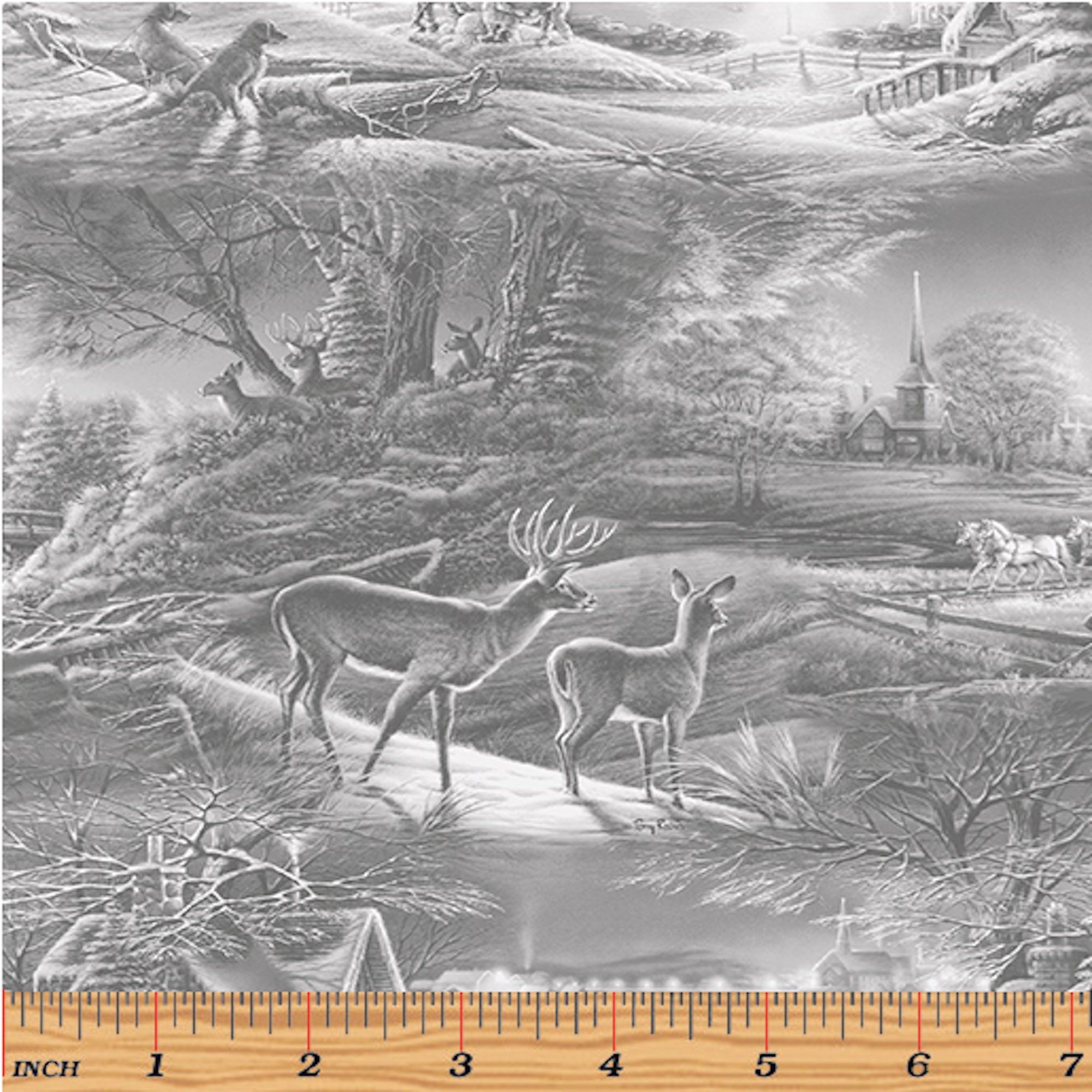 Evening Frost by Terry Redlin 100% COTTON Fabric Quilting | Etsy