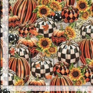 Plaid Pumpkin Cotton Fabric: Fall Quilting, Bewitched Collection - Etsy