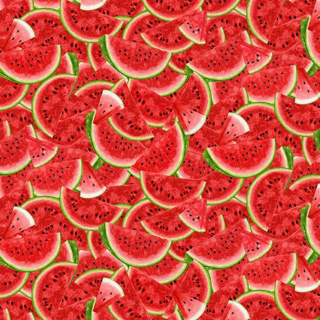 Watermelon Fabric - Packed Watermelon Slices From Timeless Treasures ...