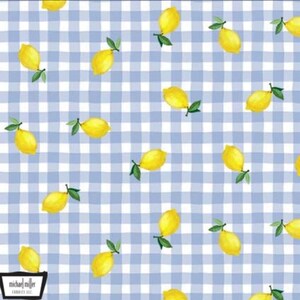Lemons on Blue Gingham - 100% COTTON Fabric - Lemon Squeeze by Michael ...