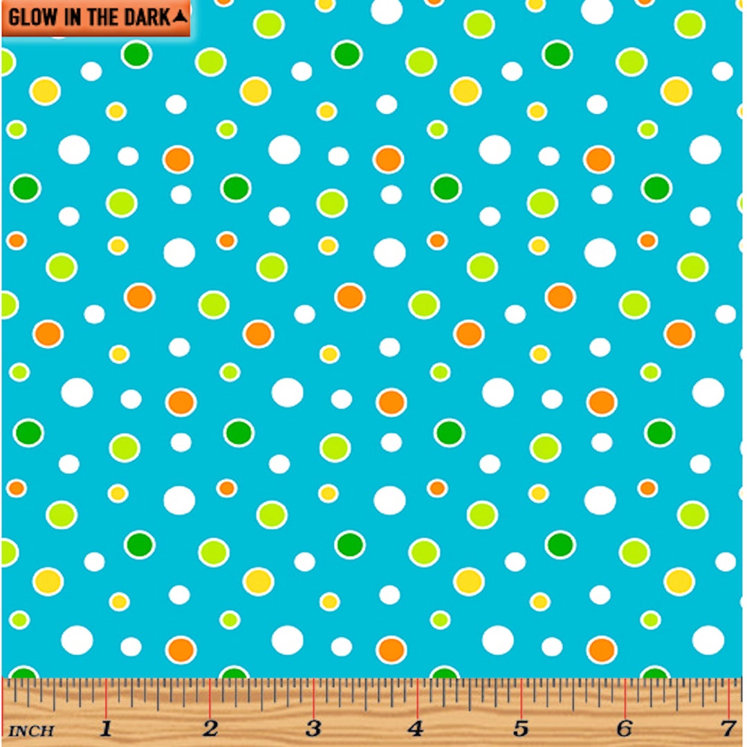 Cool Dots Turquoise Glow in the Dark Fabric Toadally Cool - Etsy