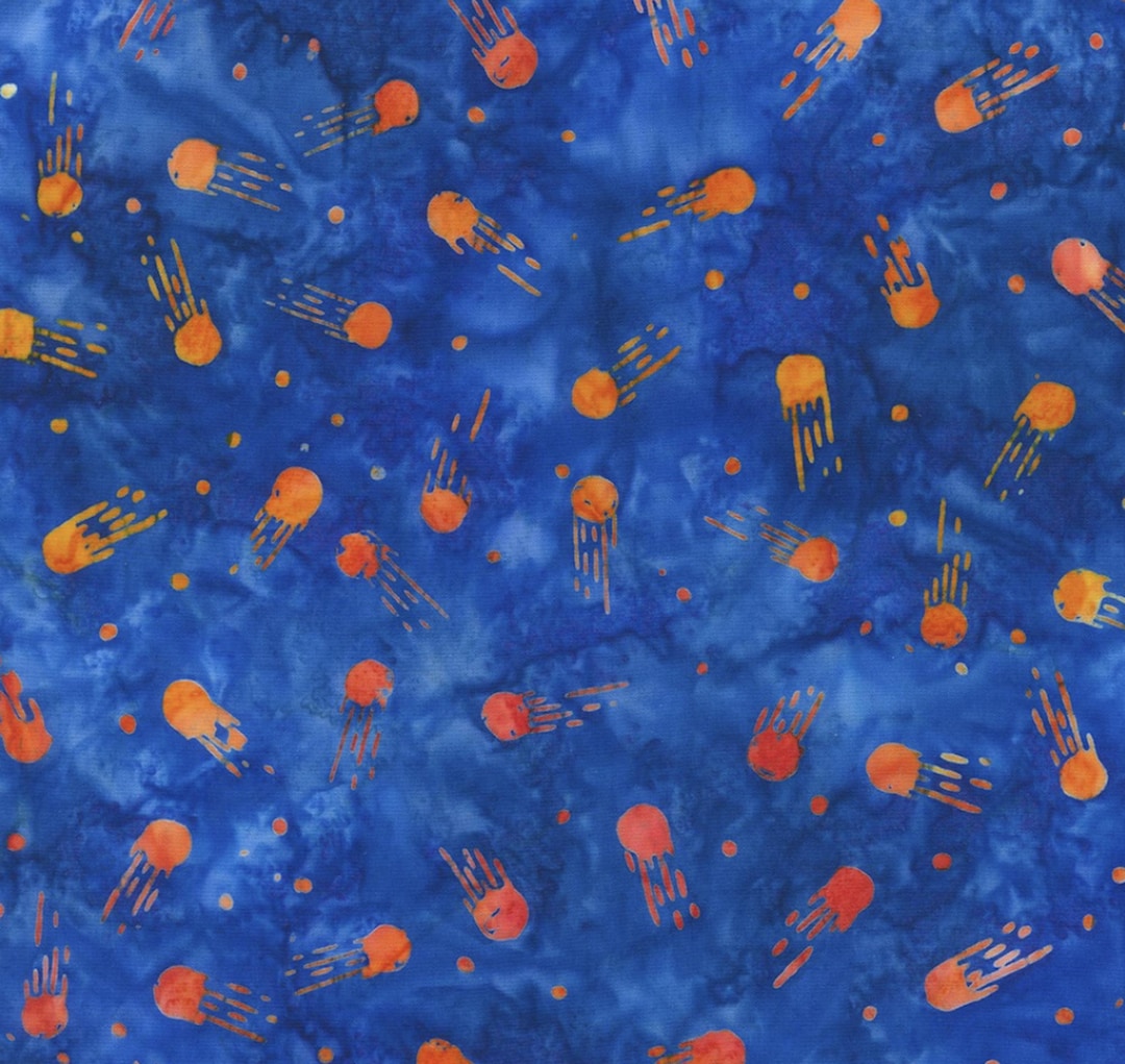 Night Artisan Batik – Lunn Studios Blue Orange Cotton Fabric - Etsy