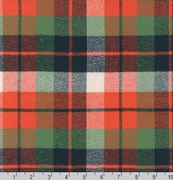 Orange Plaid Fabric Adventure Mammoth FLANNEL Fabric | Etsy