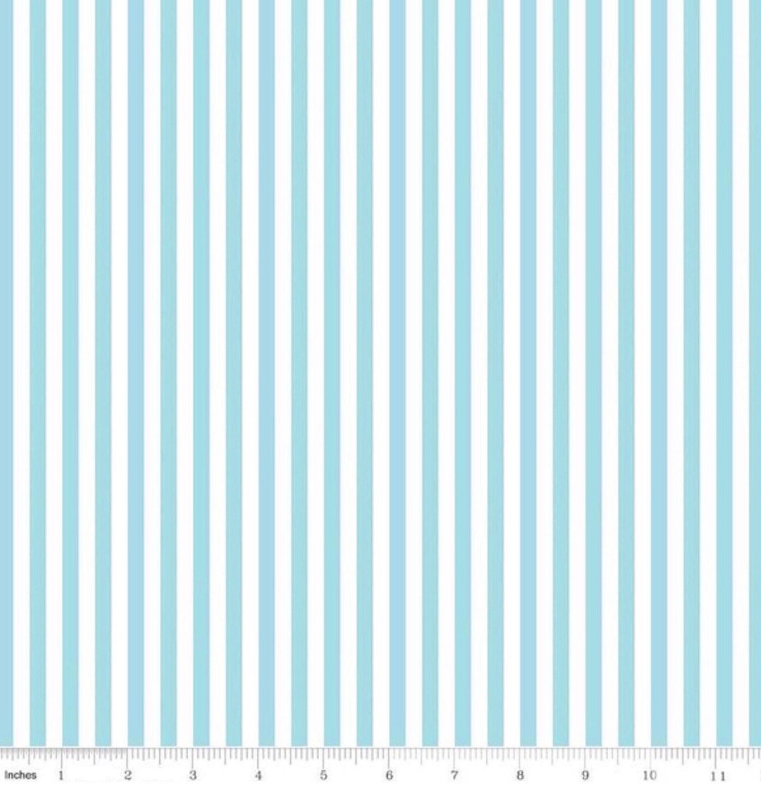 Aqua Striped Cotton Fabric: Riley Blake Quilting Apparel - Etsy