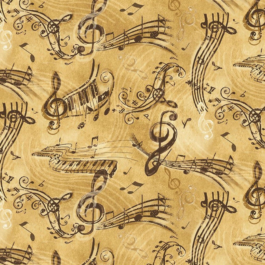 Vintage Music Notes by Timeless Treasures - 100% COTTON Fabric, Music ...