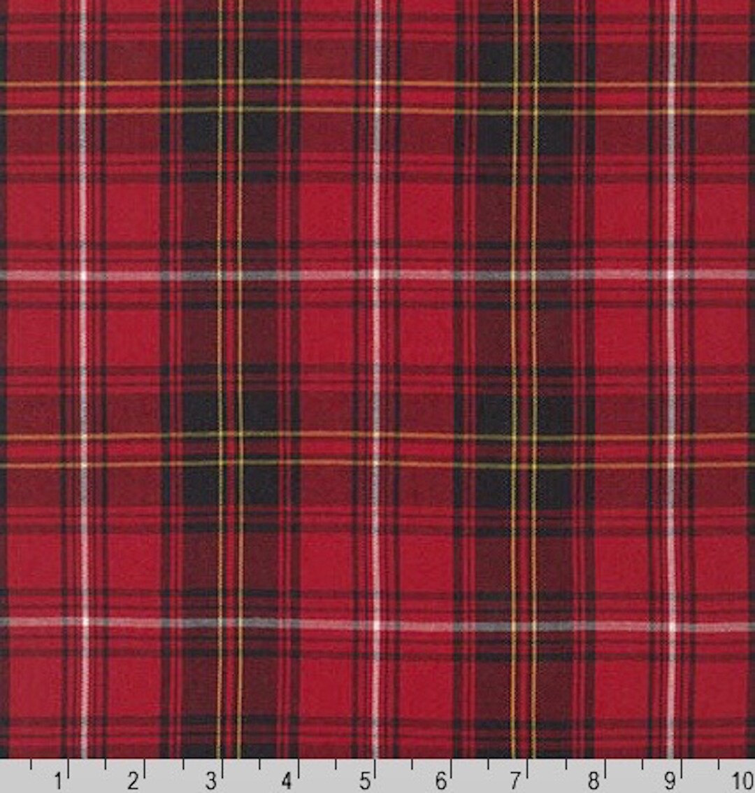 Red Plaid Fabric - Twill Fabric, 100% COTTON Fabric, Soft Apparel ...