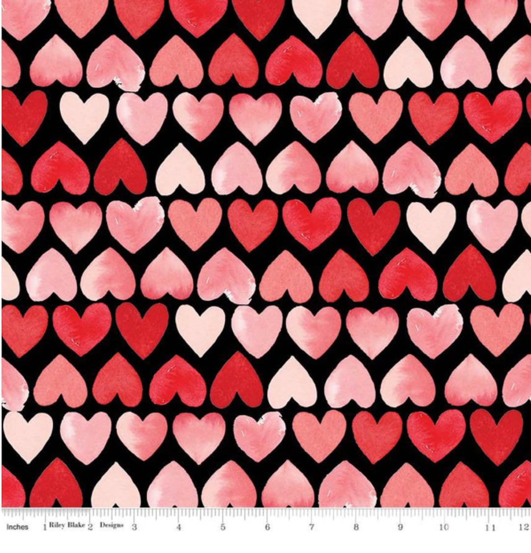 My Valentine Hearts on Black by Riley Blake Designs - 100% COTTON ...