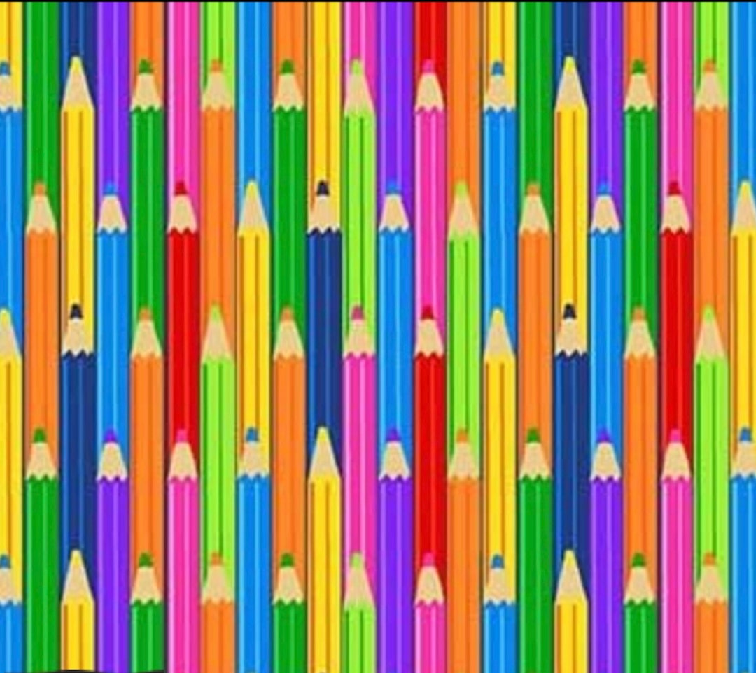 Back to School Colored Pencils by Michael Miller Fabrics COTTON ...