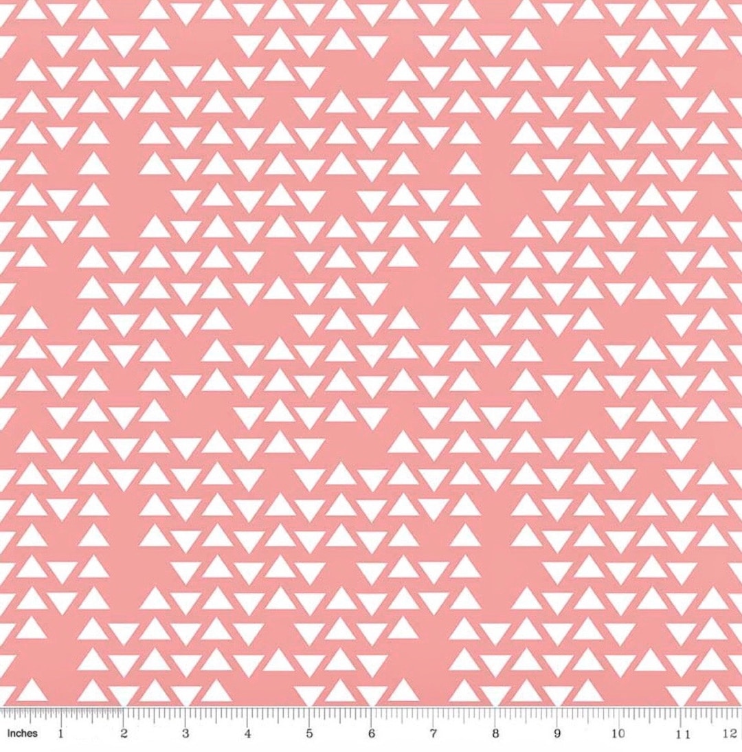 Coral Geometric Fabric - 100% COTTON Fabric by the Yard, Quilting ...