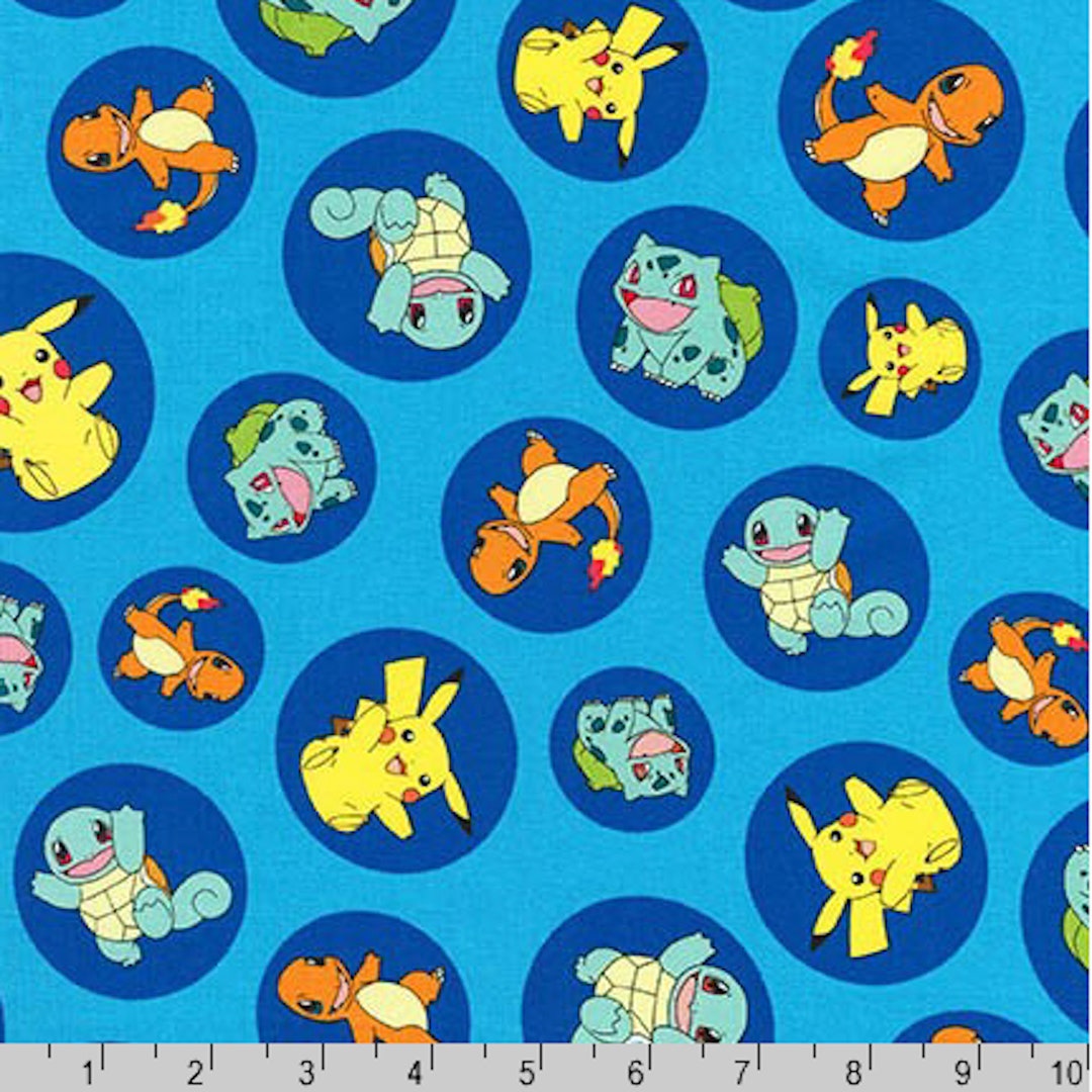 Pokemon Fabric (blue) - Robert Kaufman Fabric - 100% COTTON Fabric ...