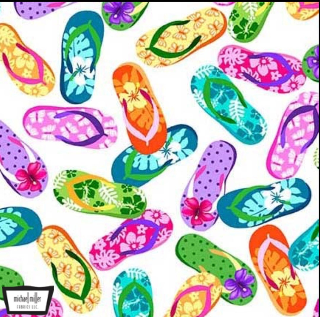 Flip Flops Fabric COTTON Quilting Fabric From Michael Miller lets Get ...