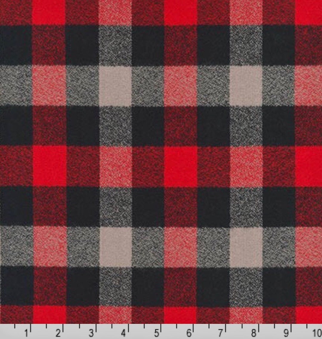 Red and Black Buffalo Check Flannel Fabric - Robert Kaufman Mammoth ...
