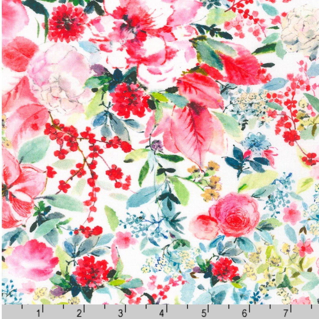 Pink and Red Floral Fabric by Lauren Wan for Robert Kaufman- Quilting ...