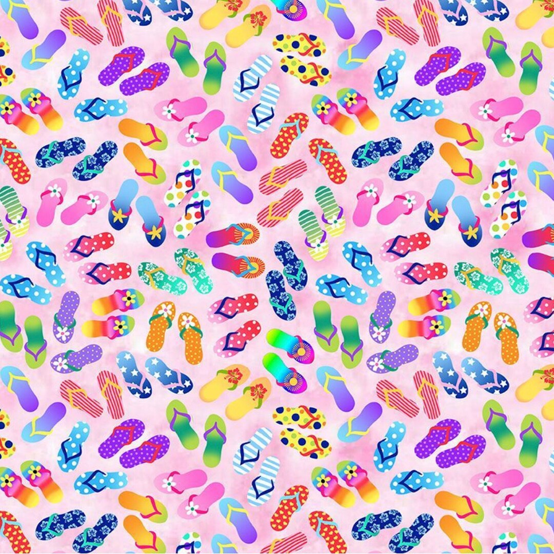 Flip Flops Fabric - COTTON Quilting Fabric From Timeless Treasures ...