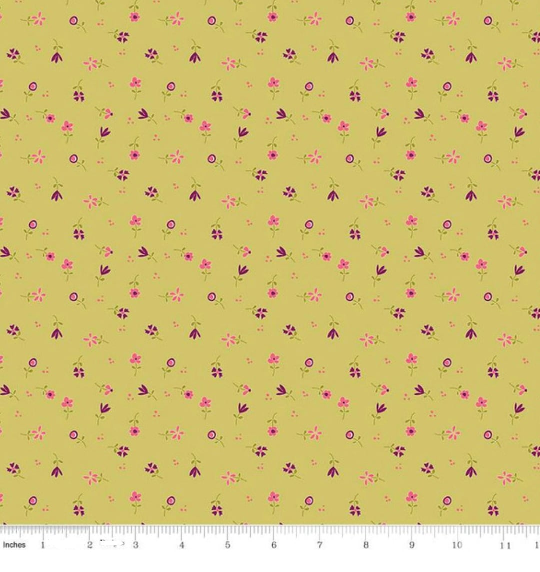 Small Flowers Cotton Fabric - Adel in Summer Toss Pear by Riley Blake ...