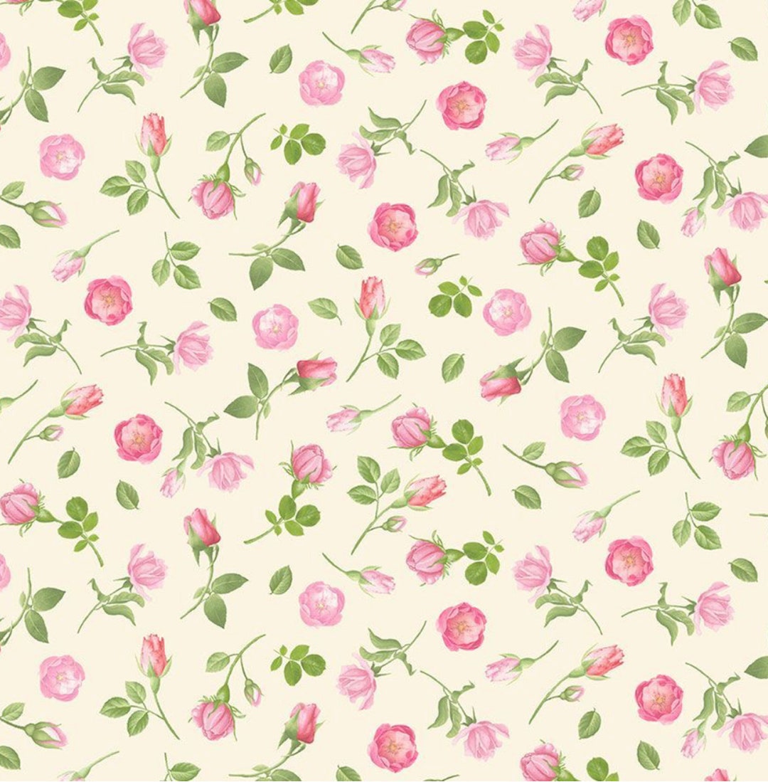 Tossed Tiny Roses on Cream Fabric by Timeless Treasures 100% COTTON ...
