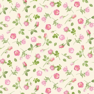 Tossed Tiny Roses on Cream Fabric by Timeless Treasures 100% COTTON ...