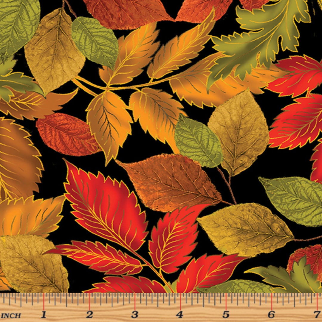 Falling Leaves Flannel Fabric - Fall Cotton Quilting Material - Etsy