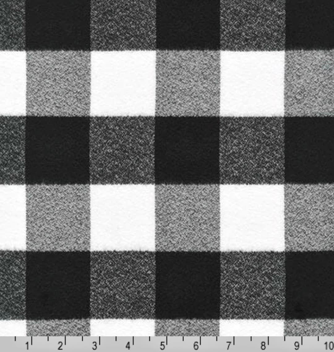 Black White Plaid Cotton FLANNEL Fabric - Mammoth Flannel From Robert ...