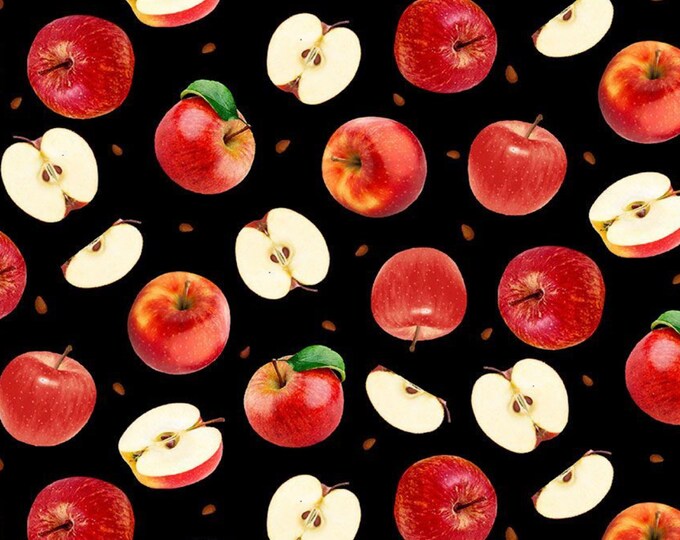Red Apple Fabric - COTTON Quilting Fabric - 100% Cotton Fabric, Apple ...