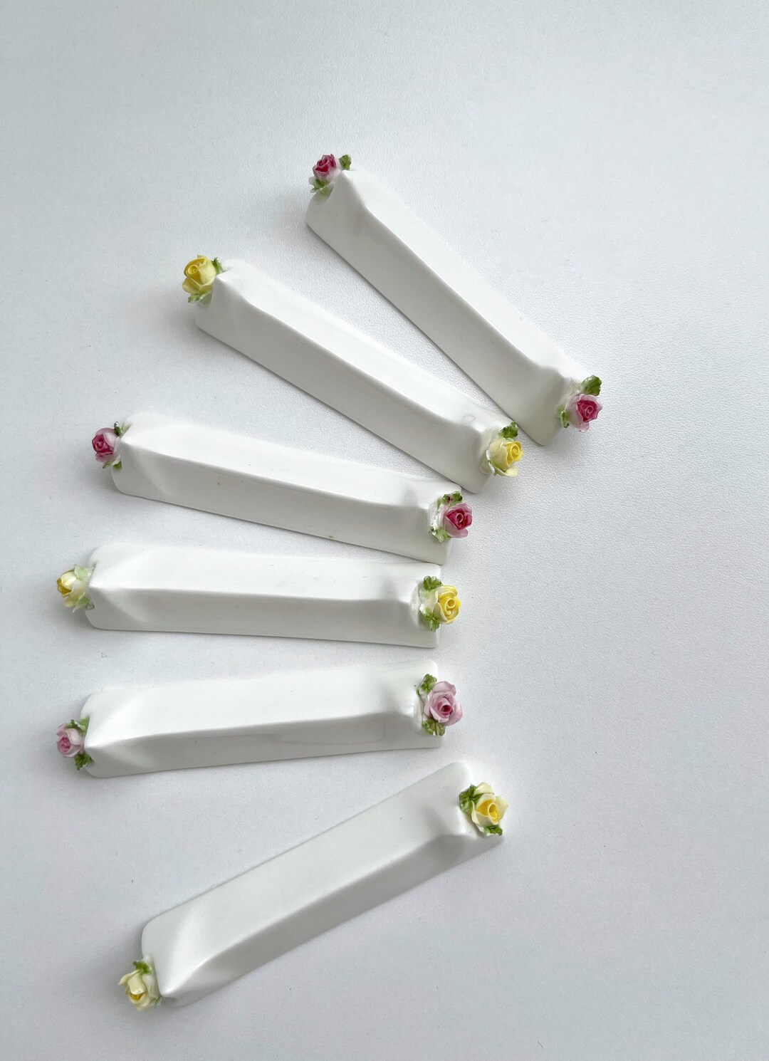Vintage Bone China Knife Rest Set Floral Tableware Entertaining Hostess ...