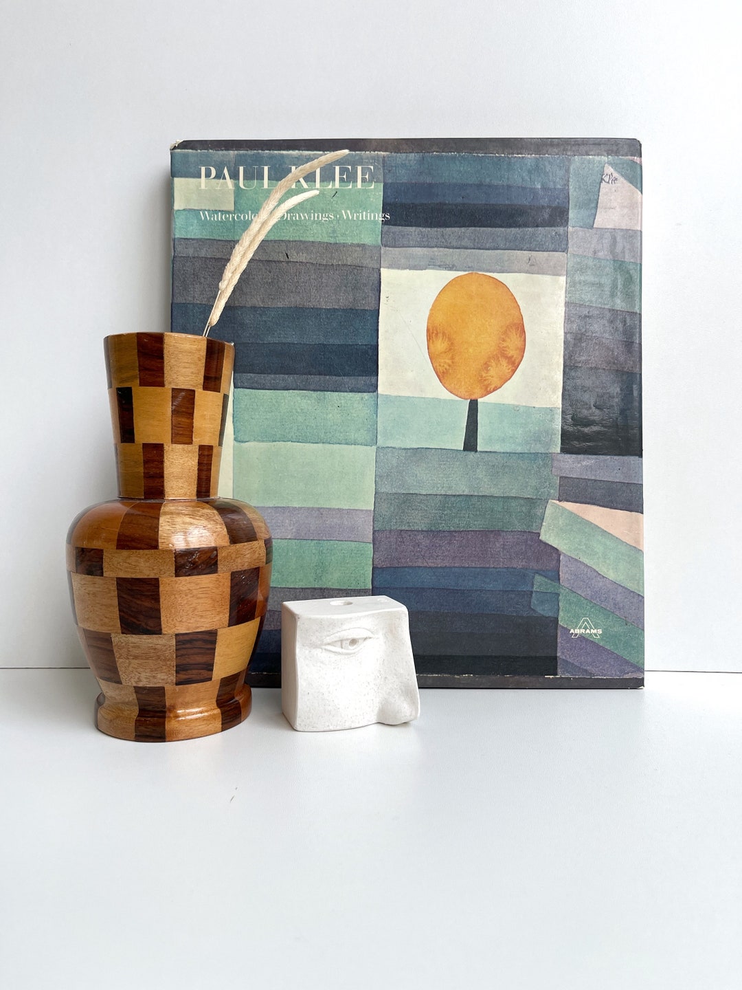 Vintage Segmented Wood Block Vase | Multi Wood Hand Turned Wood Decor ...