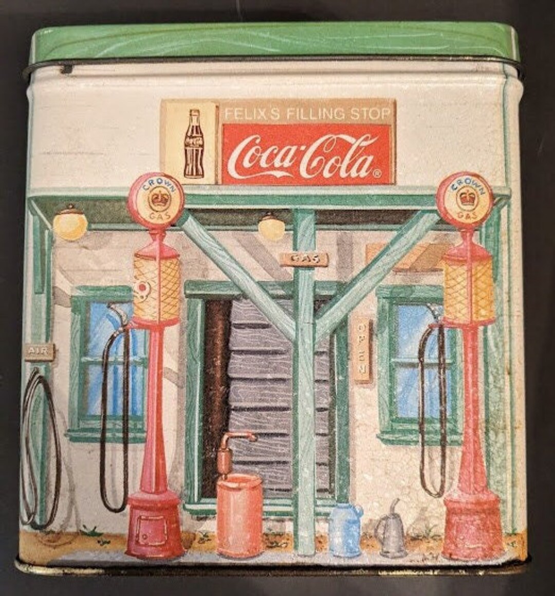 1993 Coca Cola Bristolware Collectible Tin Felix's Filling Stop Vintage ...