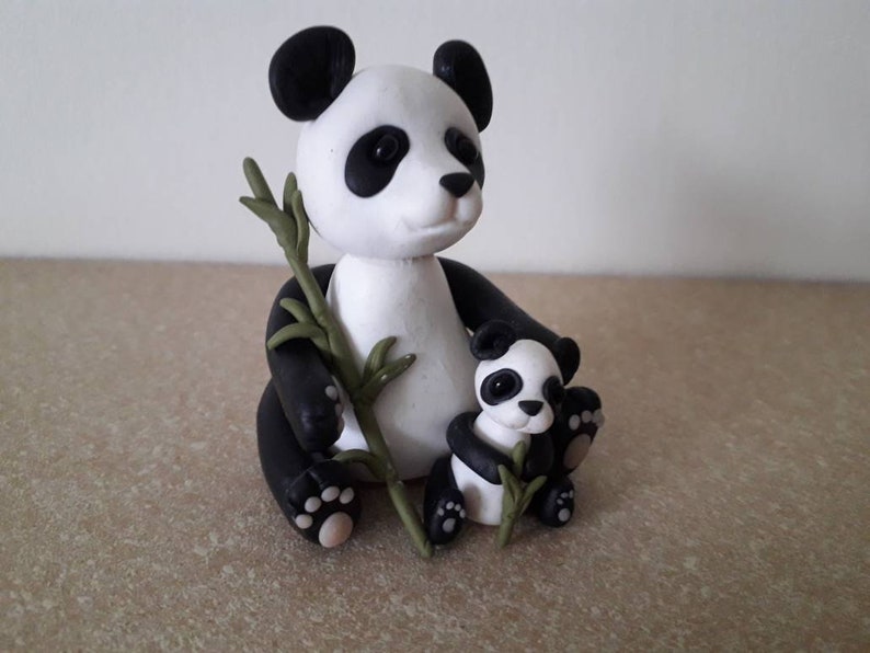 Polymer Clay Panda Mother and Baby - Etsy