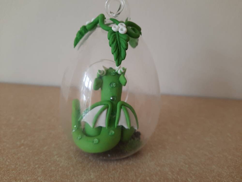 Green Polymer Clay Dragon in a Glass Egg Easter Dragon - Etsy UK